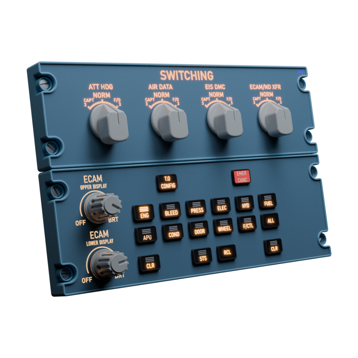 SIM GAUGES Airbus A320 ECAM + 8VU Panel - Flight Simulator Hardware for ...